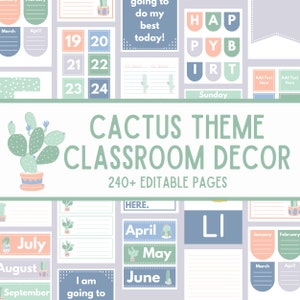 Cactus Theme Classroom Decor Bundle Editable Cactus - Etsy