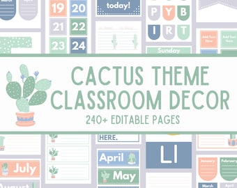 Cactus Theme Classroom Decor Bundle Editable Cactus - Etsy