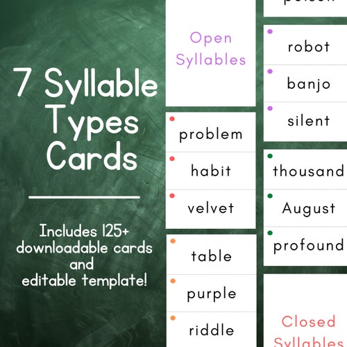 Syllable Type Posters Science of Reading Posters - Etsy