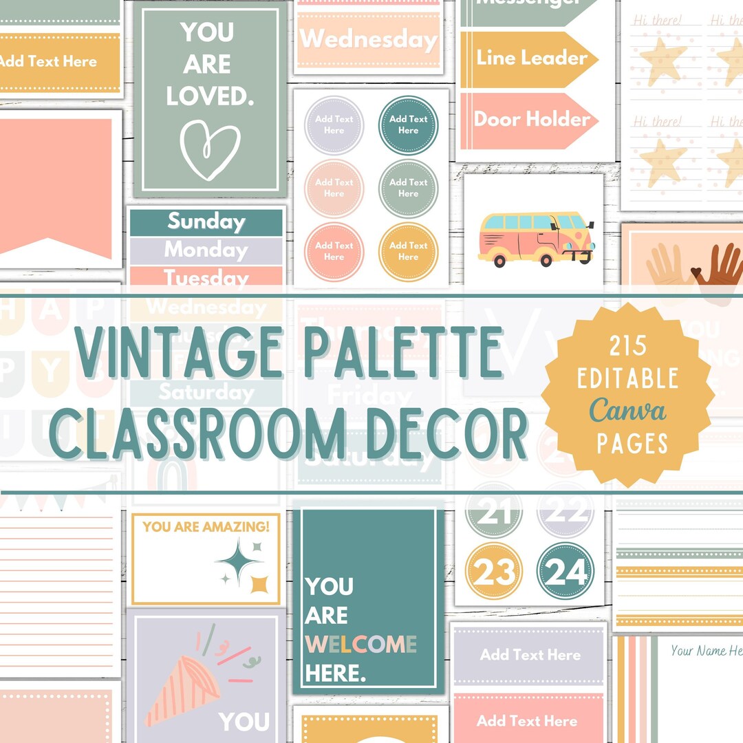 Vintage Palette Classroom Decor | Modern Pastel Classroom Decor Bundle ...