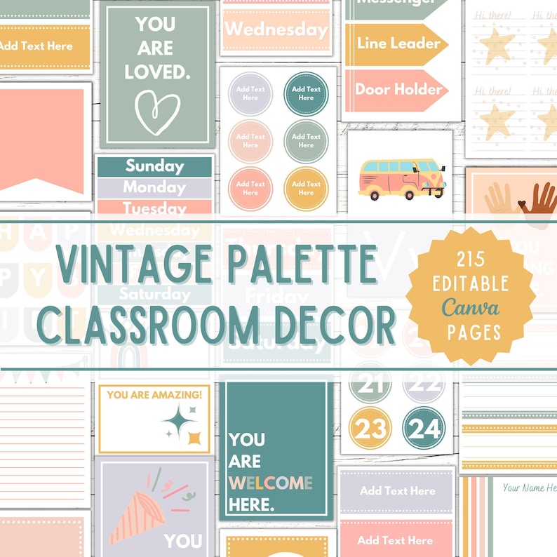 Vintage Palette Classroom Decor | Modern Pastel Classroom Decor Bundle ...