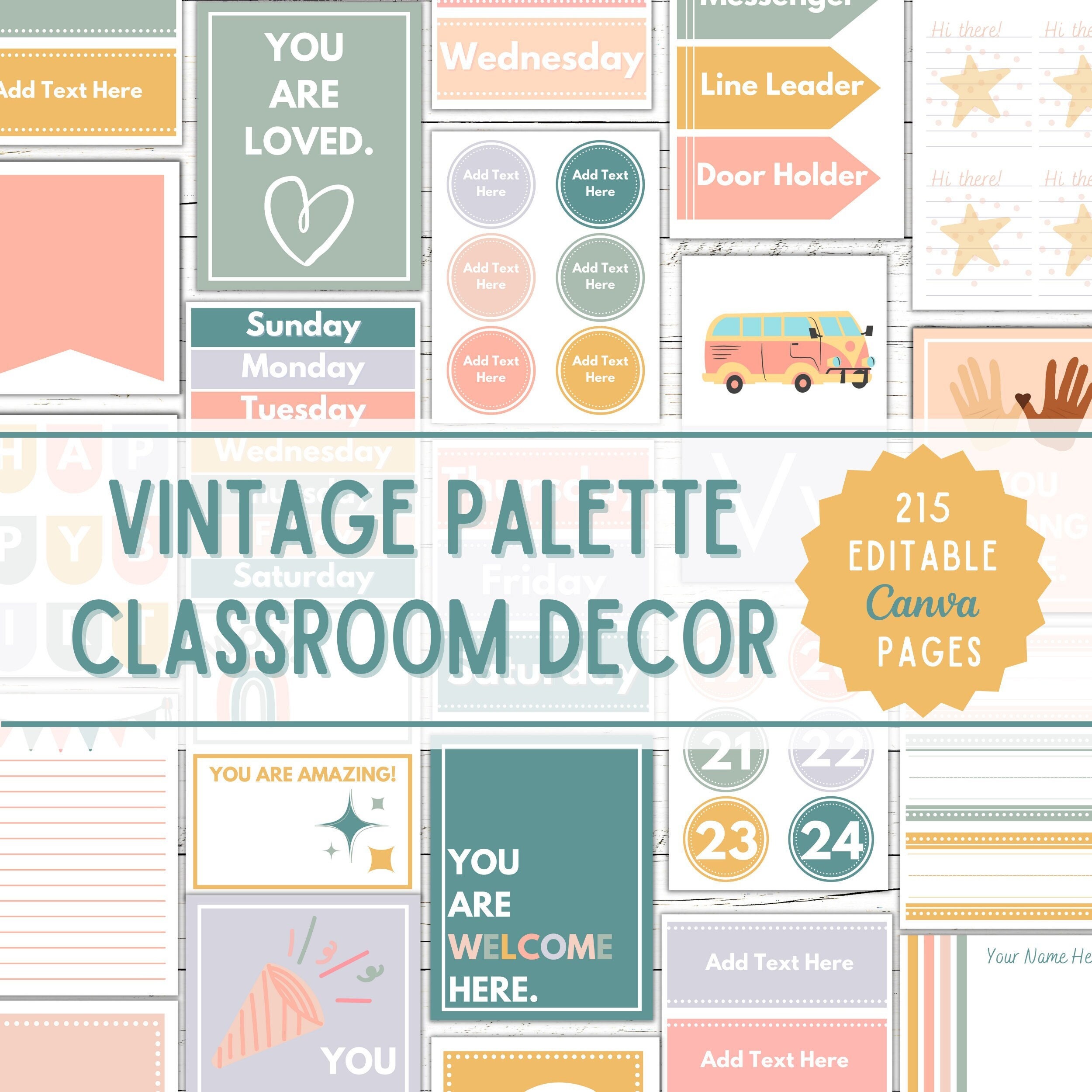 Vintage Palette Classroom Decor | Modern Pastel Classroom Decor Bundle ...