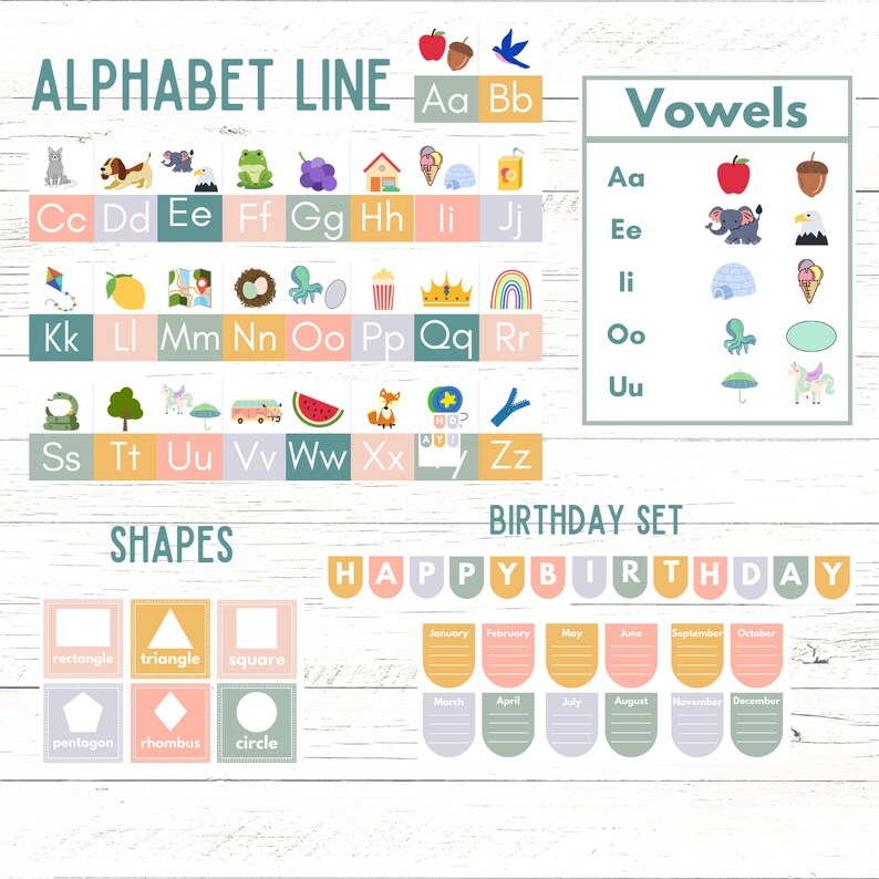 Vintage Palette Classroom Decor | Modern Pastel Classroom Decor Bundle ...