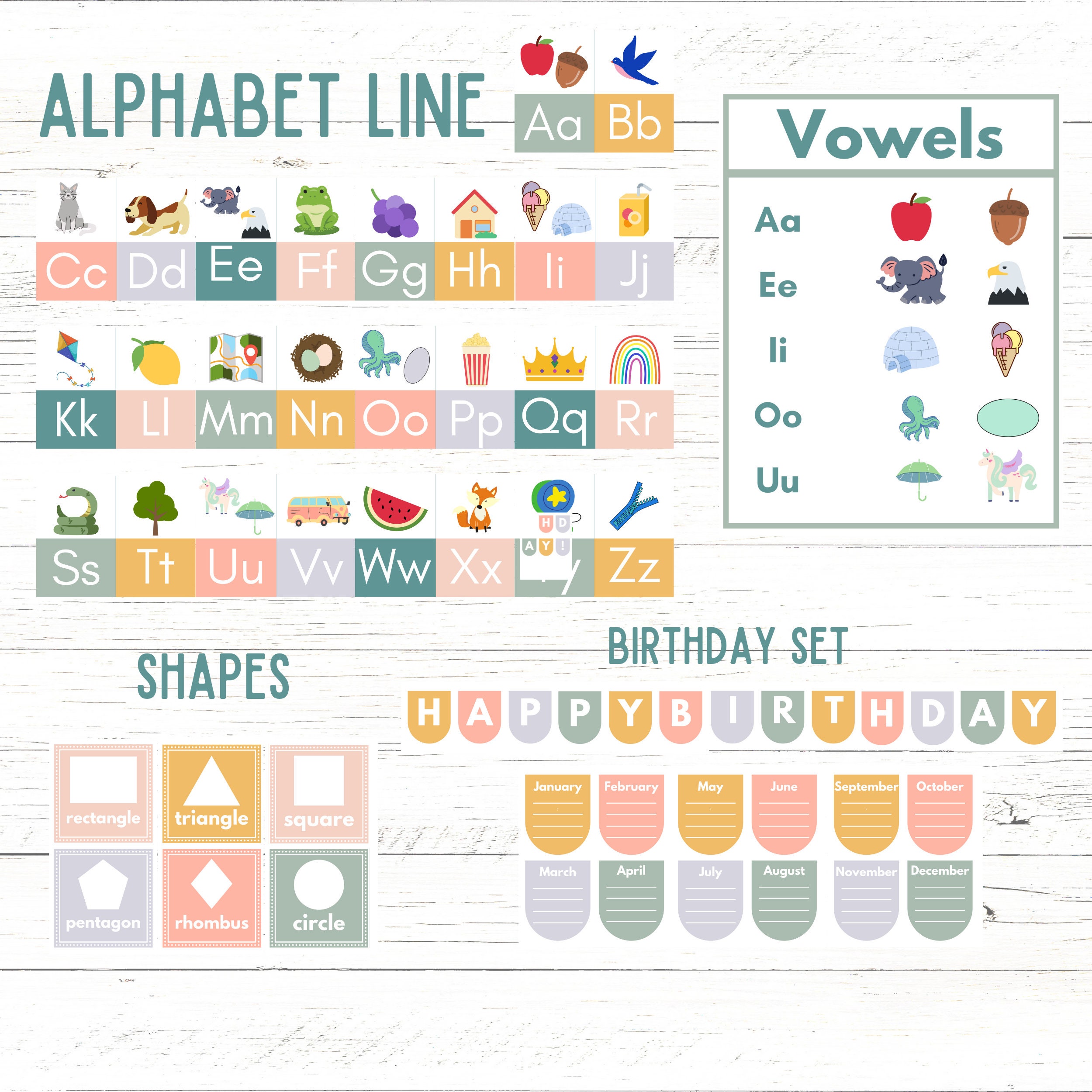 Vintage Palette Classroom Decor | Modern Pastel Classroom Decor Bundle ...