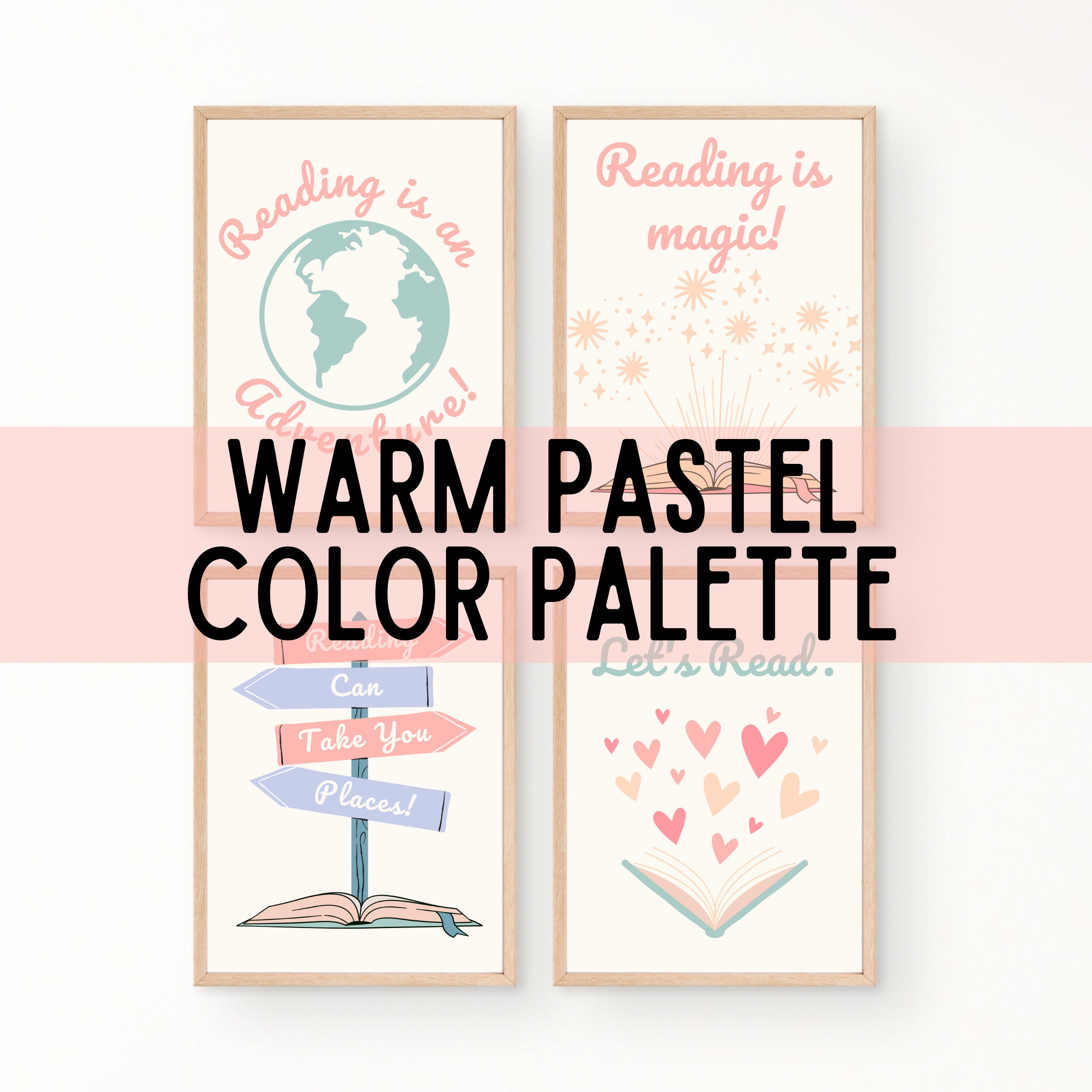 Pastel Classroom Reading Posters | Modern Elementary Decor | Literacy ...