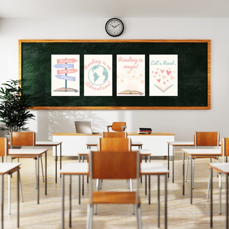 Pastel Classroom Reading Posters | Modern Elementary Decor | Literacy ...