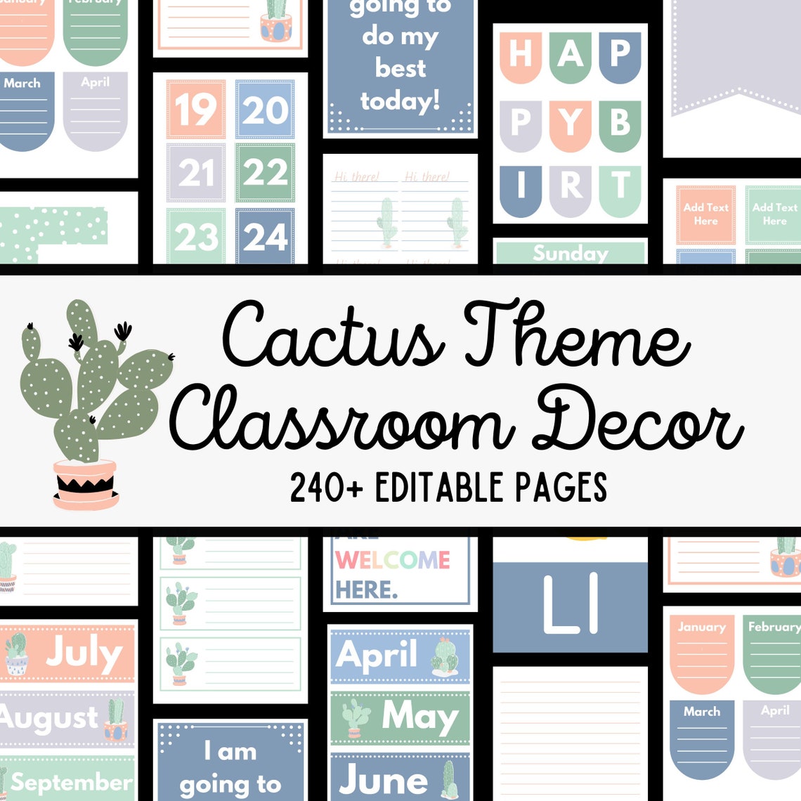 Cactus Theme Classroom Decor Bundle | Editable Cactus Elementary ...