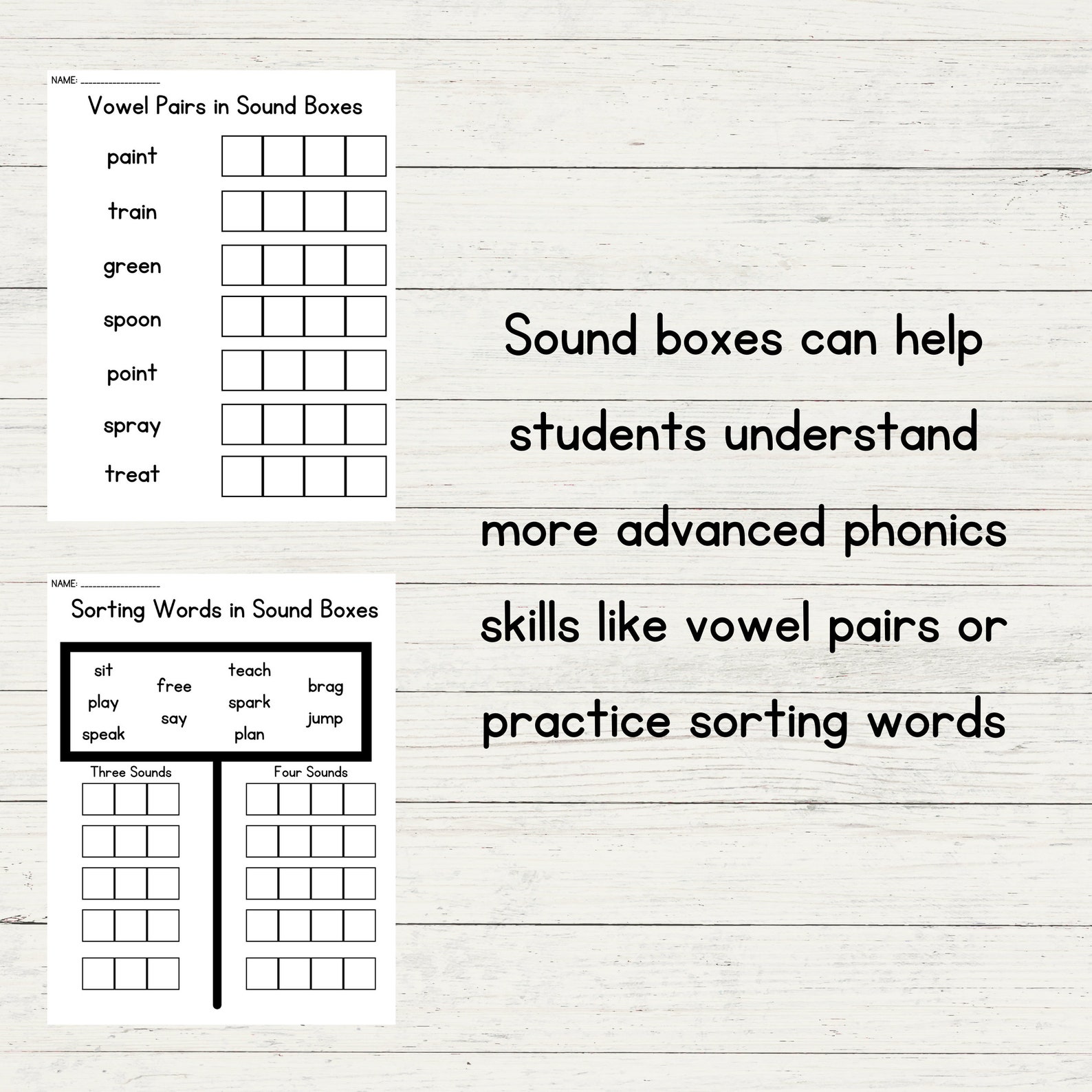 Sound Boxes Phonics Activities Word Work Lessons Learning to Read ...