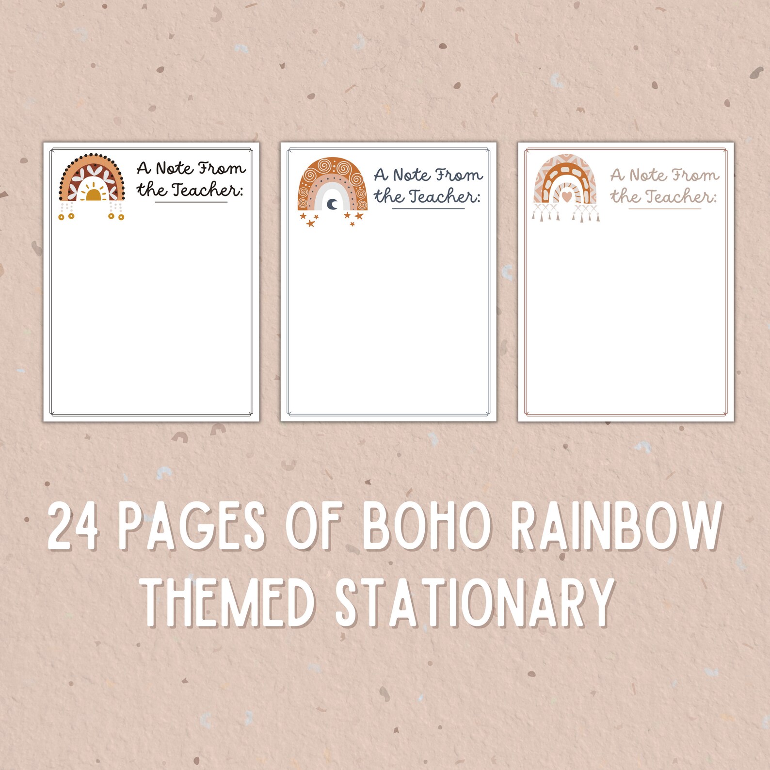 Boho Rainbow Elementary Notes Modern Rainbow Teacher Paper Neutral ...