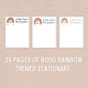 Boho Rainbow Elementary Notes | Modern Rainbow Teacher Paper | Neutral ...