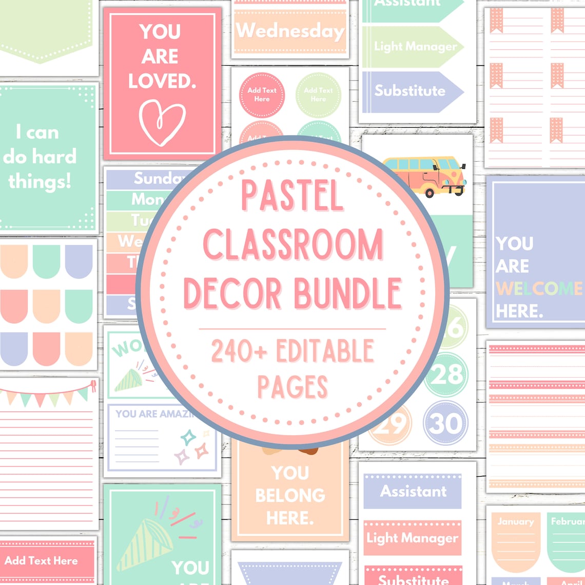 Pastel Classroom Decor Bundle Bright Pastel Theme Classroom - Etsy