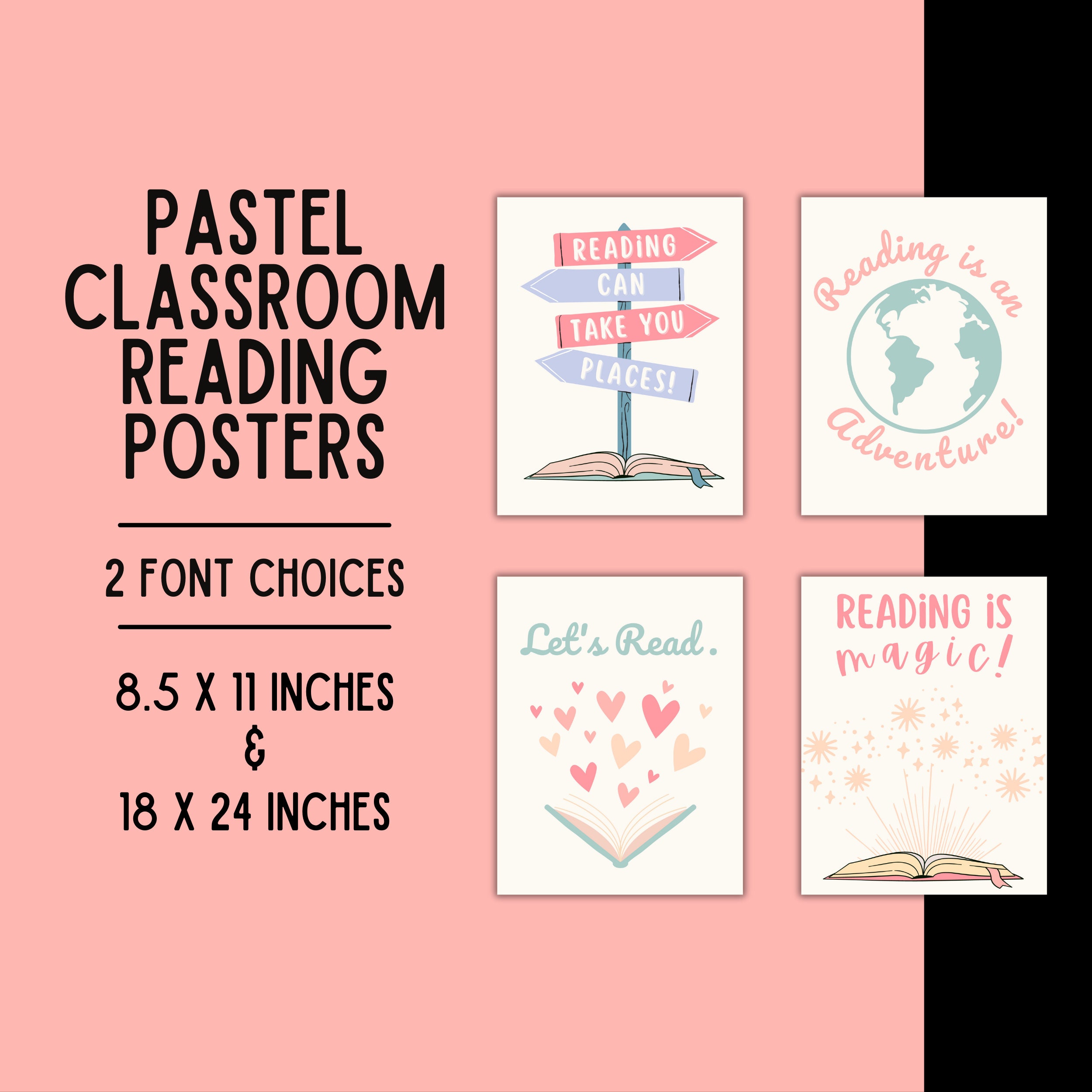 Pastel Classroom Reading Posters | Modern Elementary Decor | Literacy ...