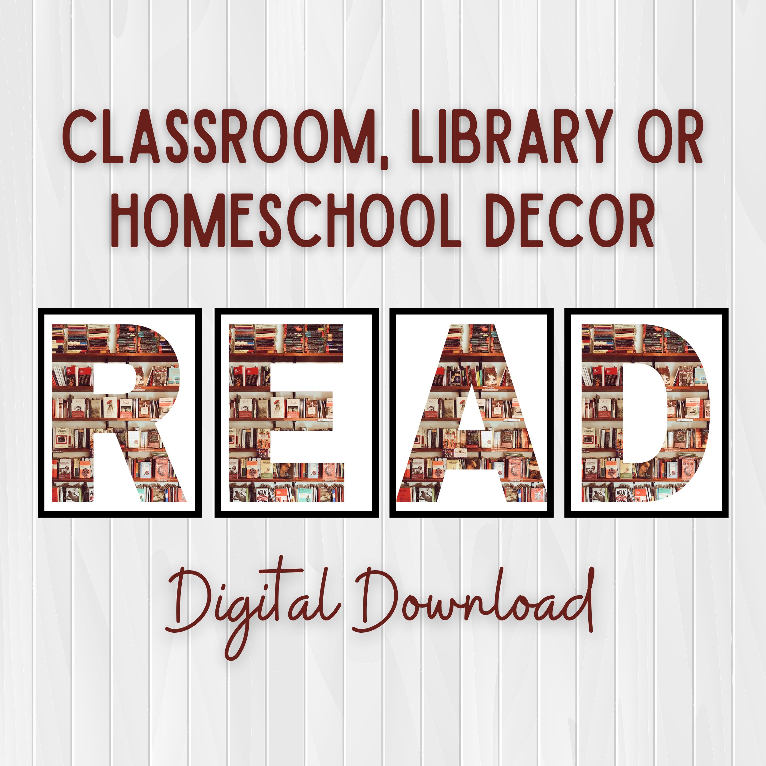 READ Classroom Sign READ Letters Library Homeschool Decor | Etsy