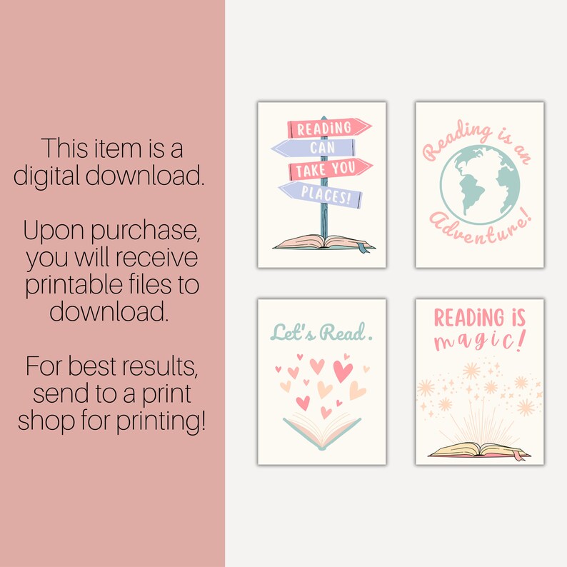 Pastel Classroom Reading Posters | Modern Elementary Decor | Literacy ...