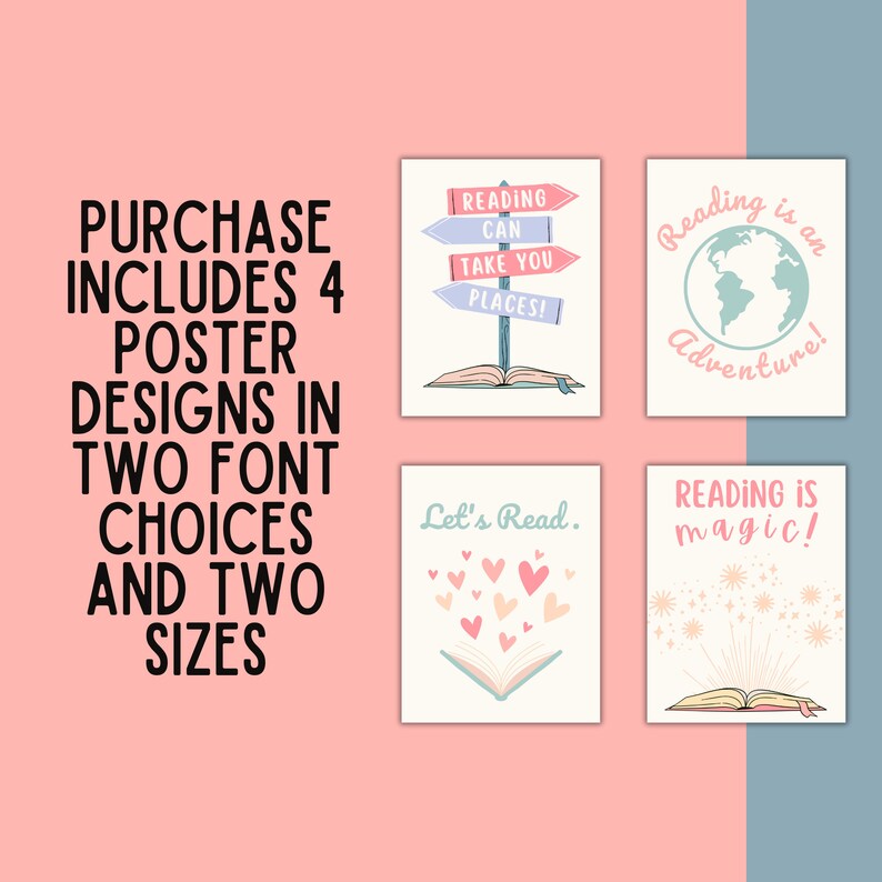 Pastel Classroom Reading Posters Modern Elementary Decor Literacy ...