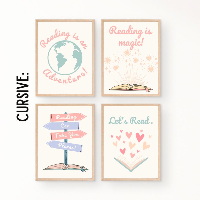 Pastel Classroom Reading Posters | Modern Elementary Decor | Literacy ...