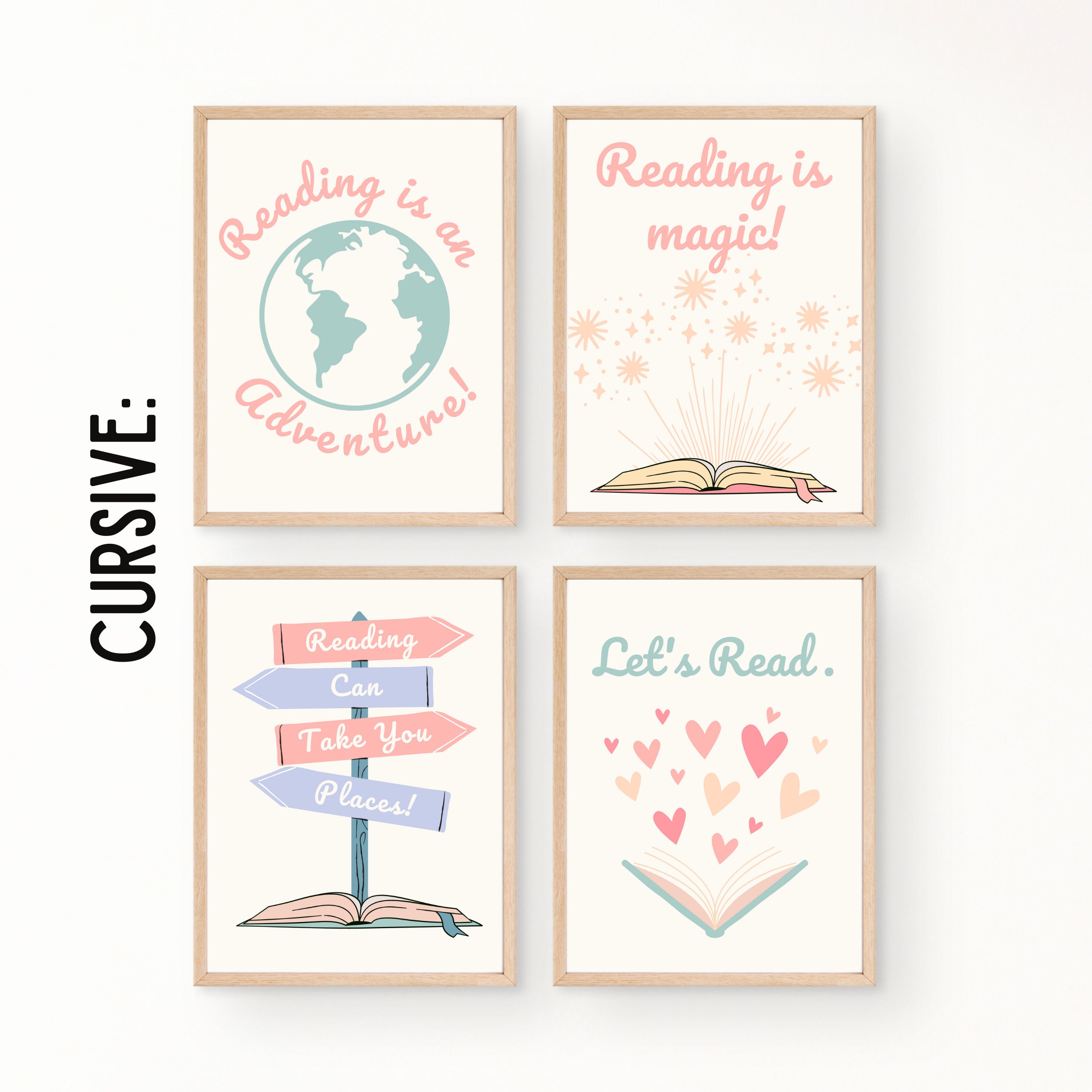 Pastel Classroom Reading Posters | Modern Elementary Decor | Literacy ...