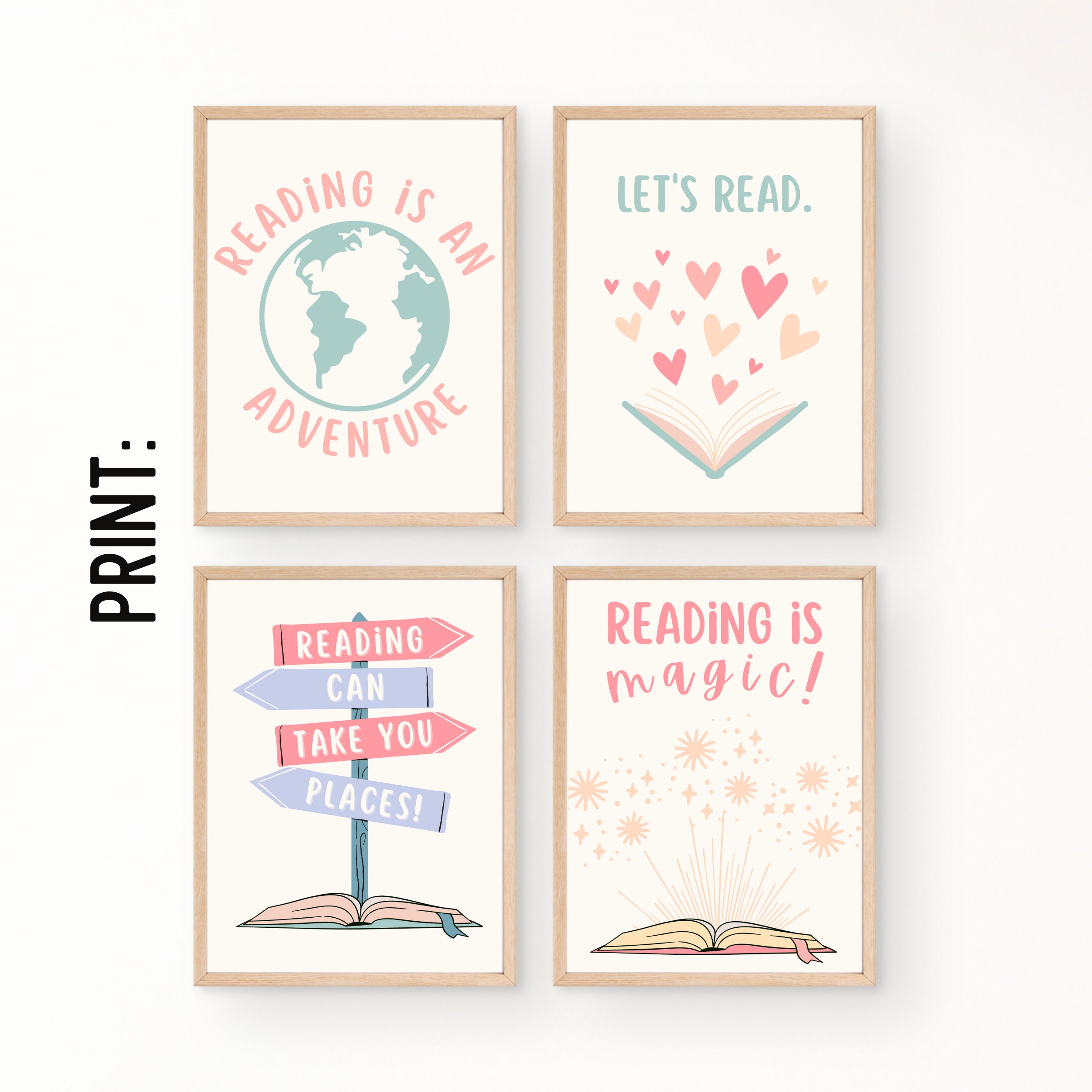 Pastel Classroom Reading Posters Modern Elementary Decor Literacy ...