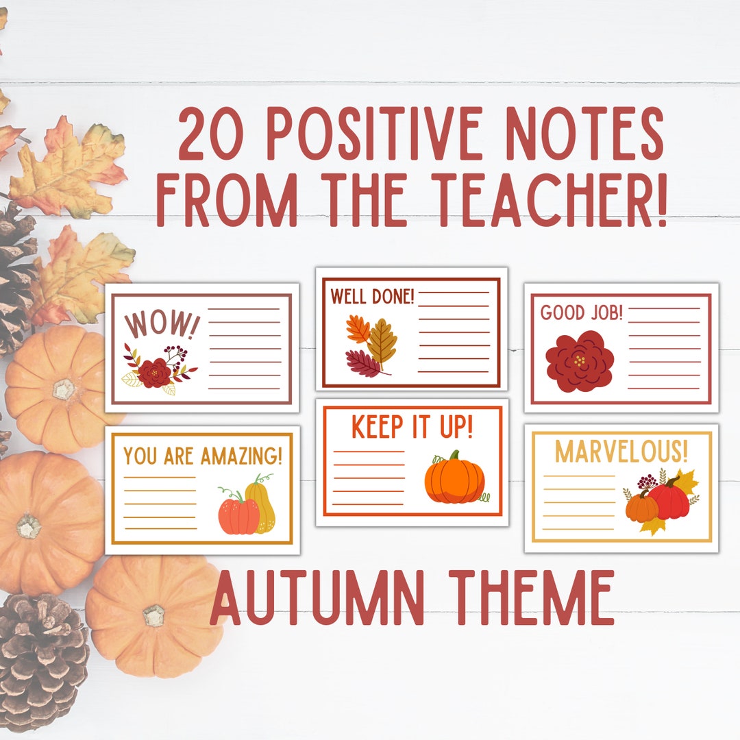 Autumn Notes From Teachers | Fall Teacher Positive Notes | Seasonal ...