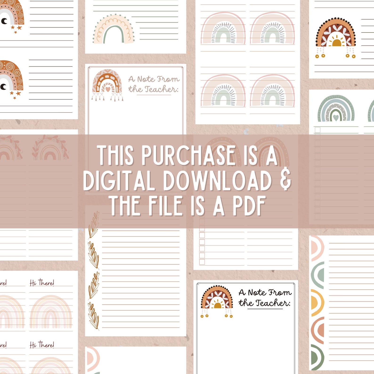 Boho Rainbow Elementary Notes Modern Rainbow Teacher Paper Neutral ...