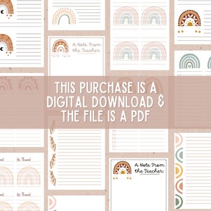 Boho Rainbow Elementary Notes | Modern Rainbow Teacher Paper | Neutral ...