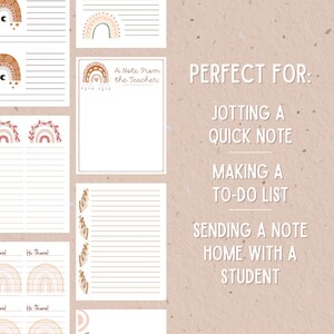 Boho Rainbow Elementary Notes | Modern Rainbow Teacher Paper | Neutral ...