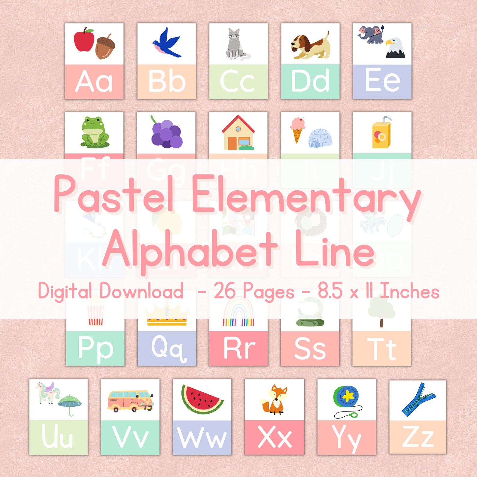 Pastel Classroom Decor Pastel Alphabet Line Printable - Etsy