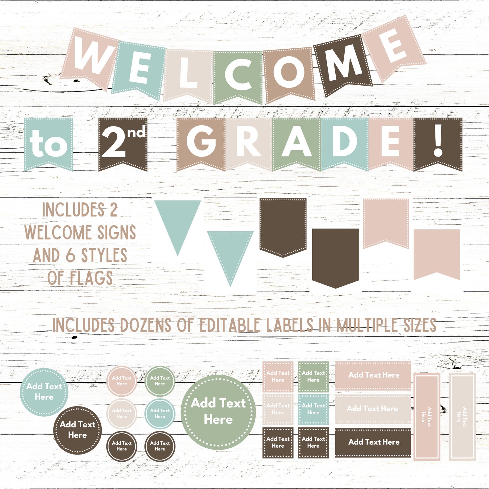Neutral Color Elementary Classroom Decor Bundle | Neutral Boho Theme ...