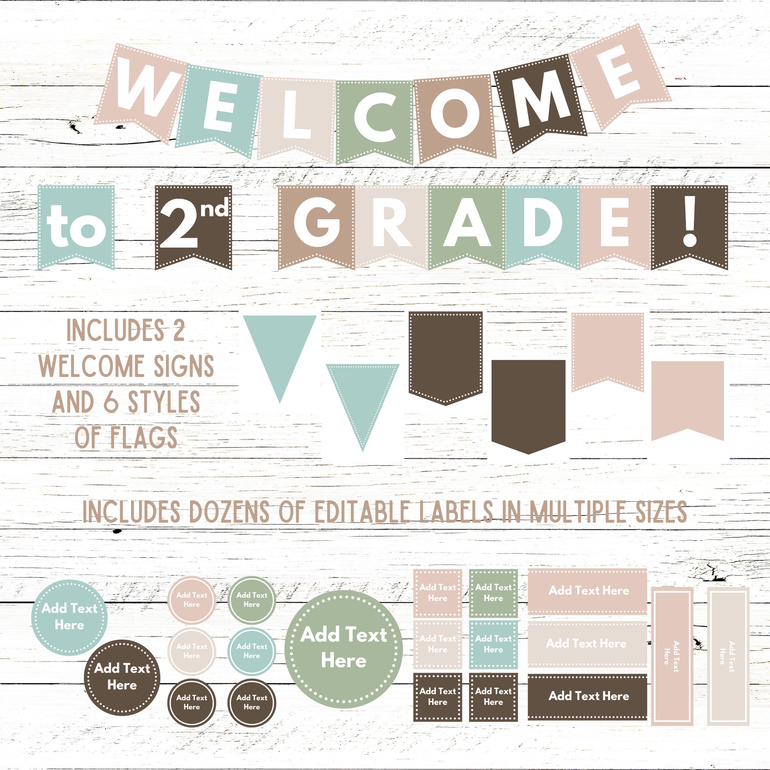 Neutral Color Elementary Classroom Decor Bundle | Neutral Boho Theme ...