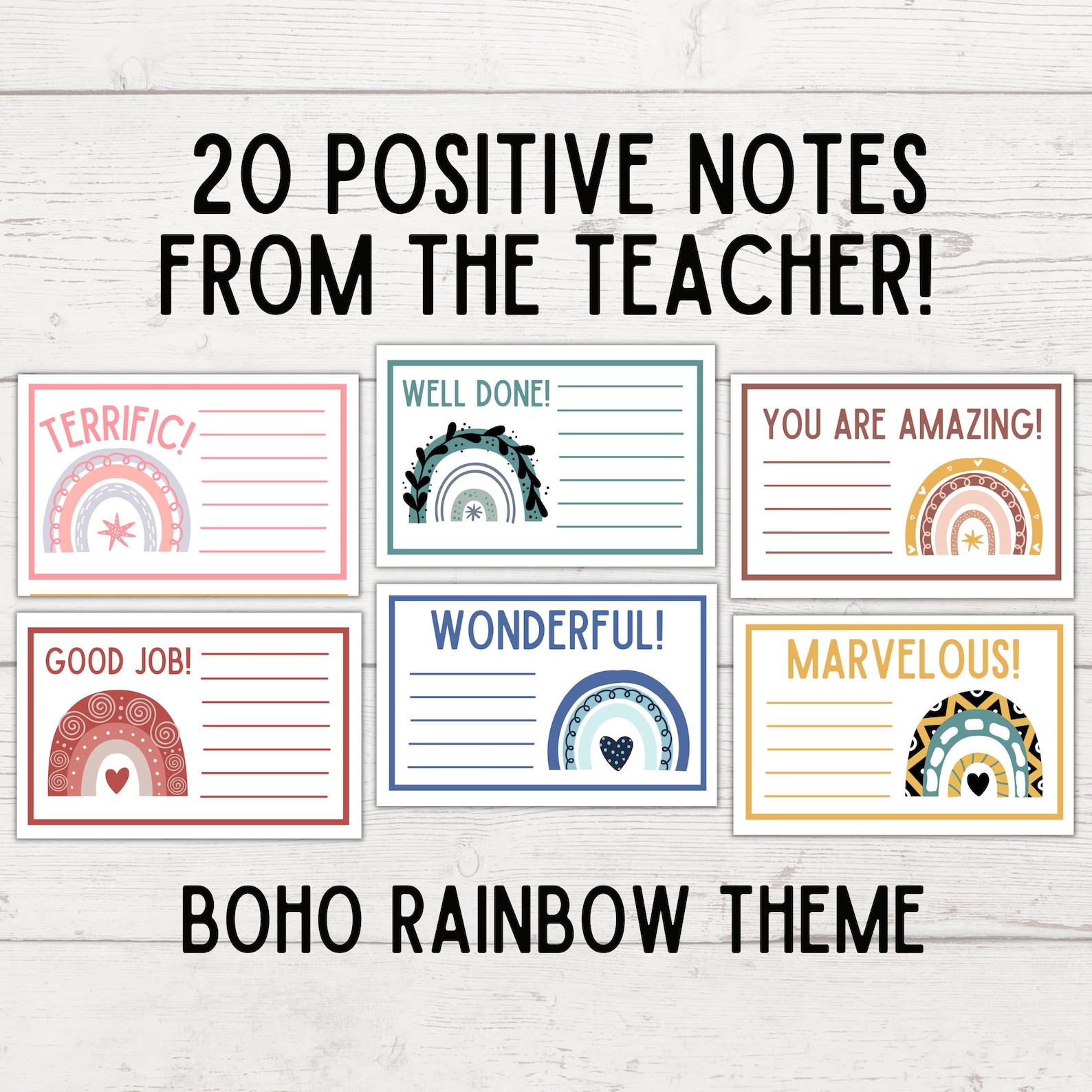 Boho Rainbow Positive Notes From the Teacher Boho Rainbow - Etsy