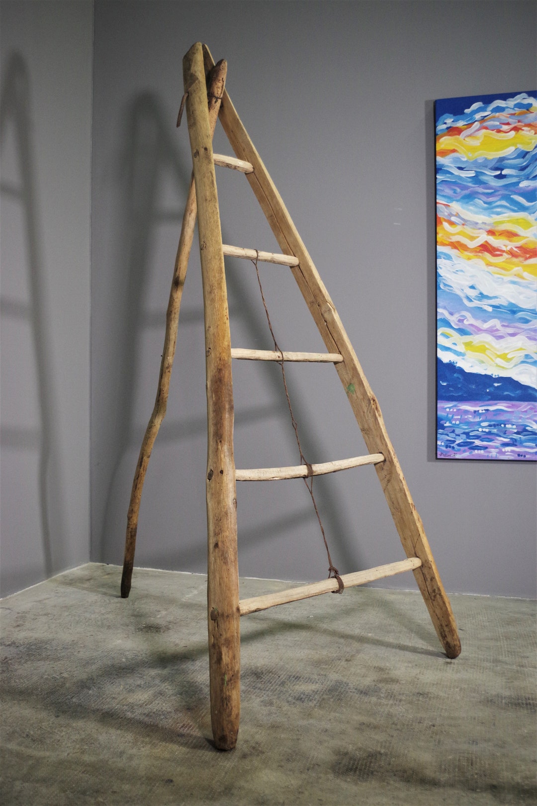 Scala a tre piedi in legno di abete e faggio - Etsy Österreich