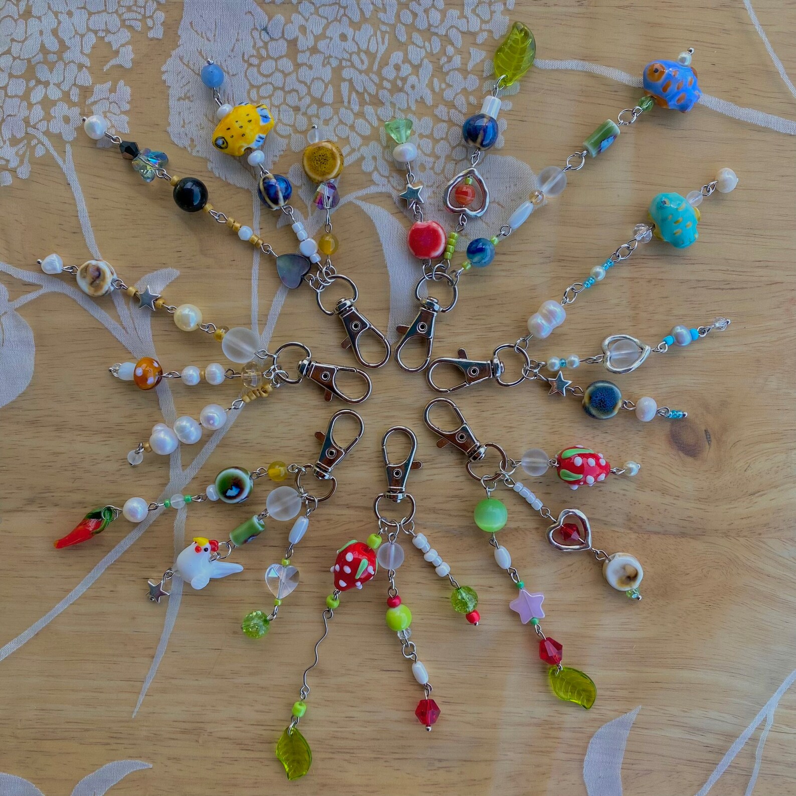 Stardew Valley Keychains Beaded Charm Keychain Gamer Fish Chicken Melon ...