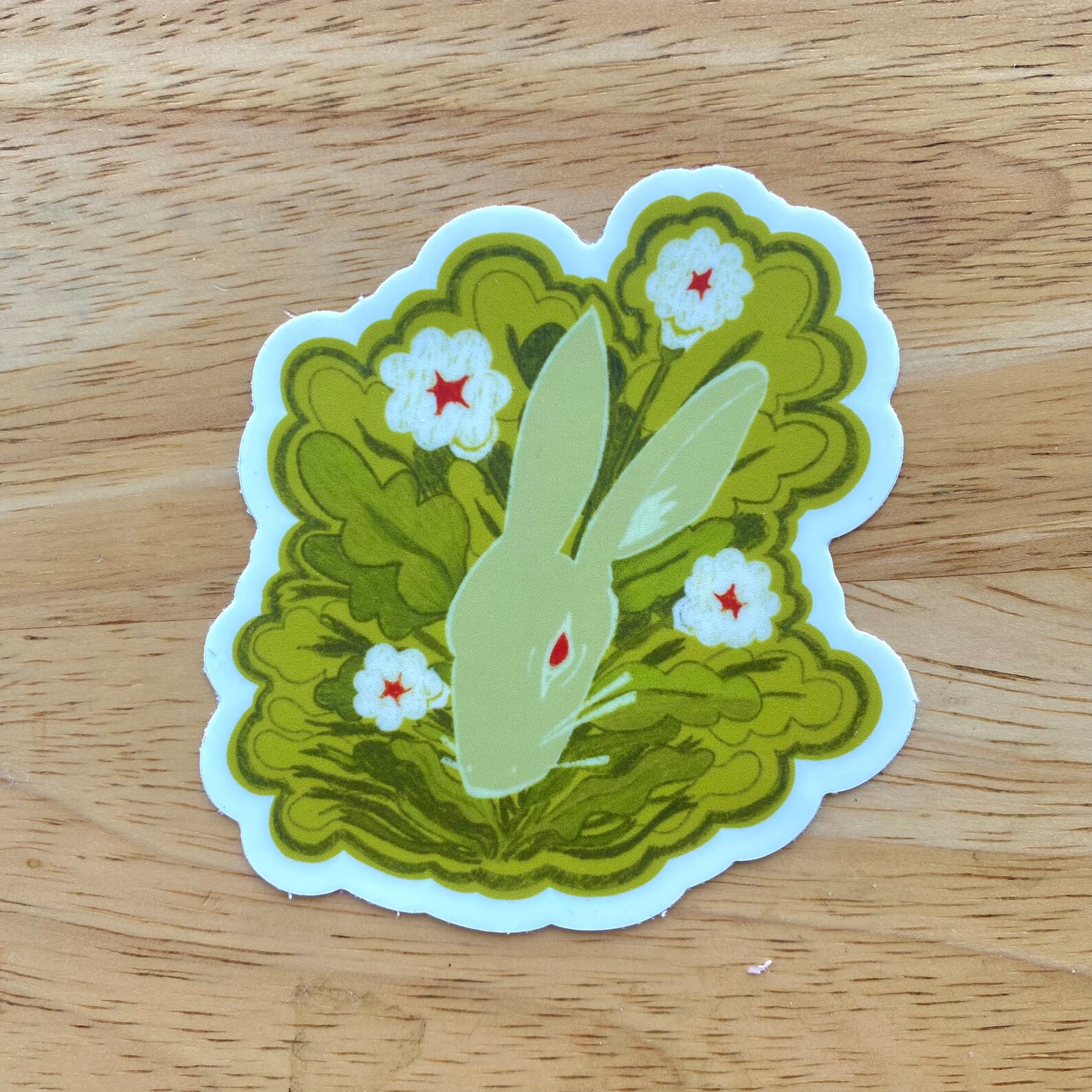 Rabbit Sticker | Waterproof, Green Cute Rabbit in the Bushes Sticker - Etsy