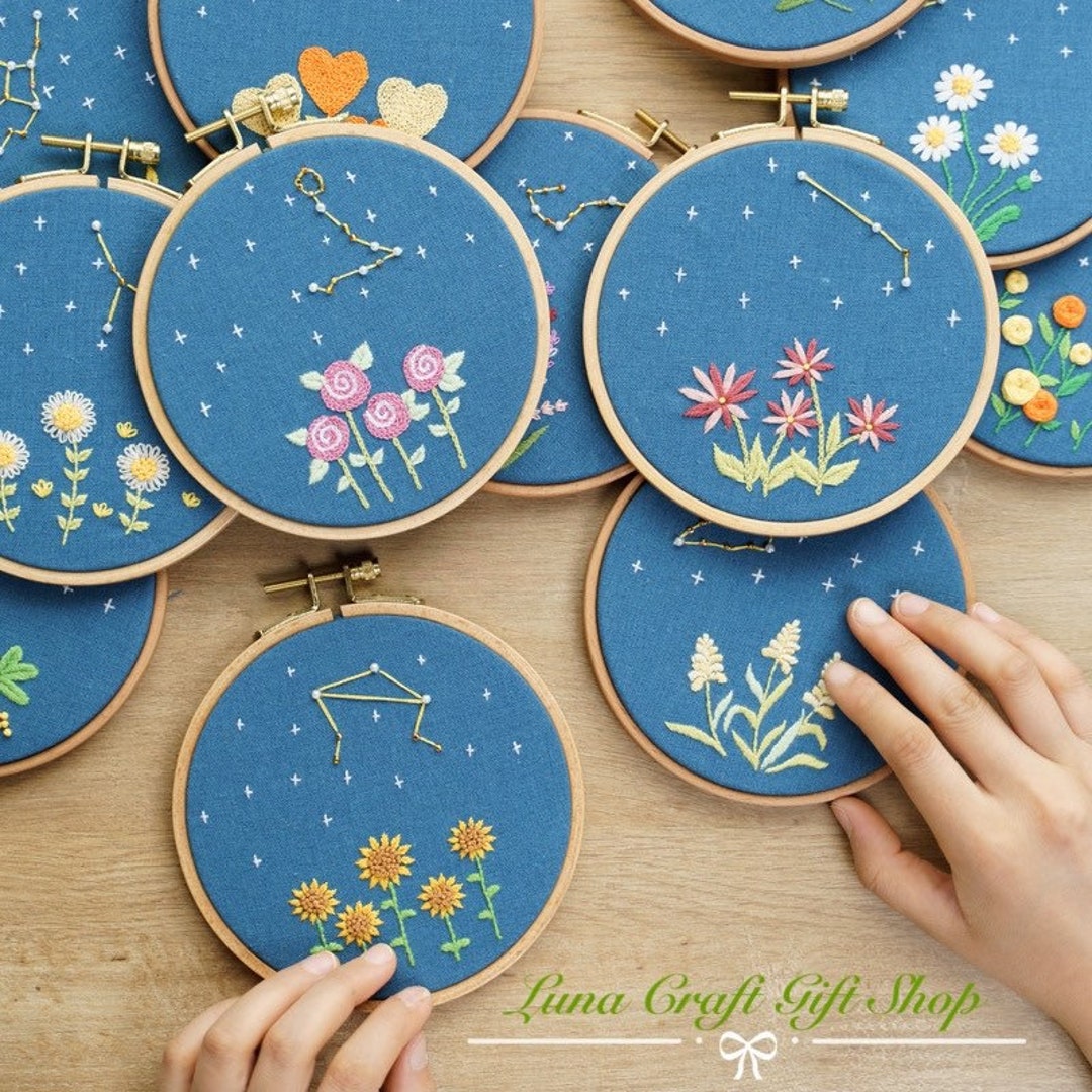 Zodiac Sign Embroidery Kit Kids Diy-beginner Friendly Star - Etsy