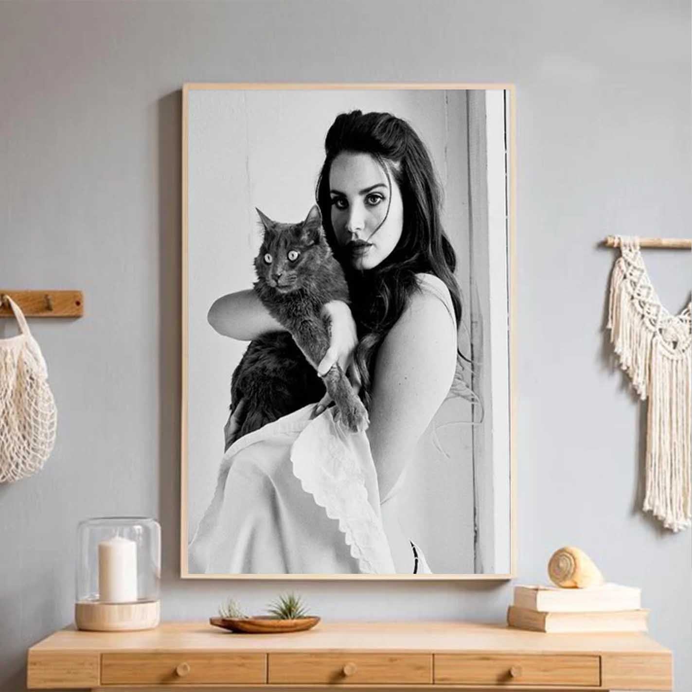 Lana Del Rey With Cat Print, Lana Del Rey Poster, Lana Del Rey Print