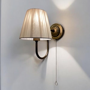 Bedside Wall Sconce, Pull Chain Wall Lamp, Wall Sconce With Pull Chain ...