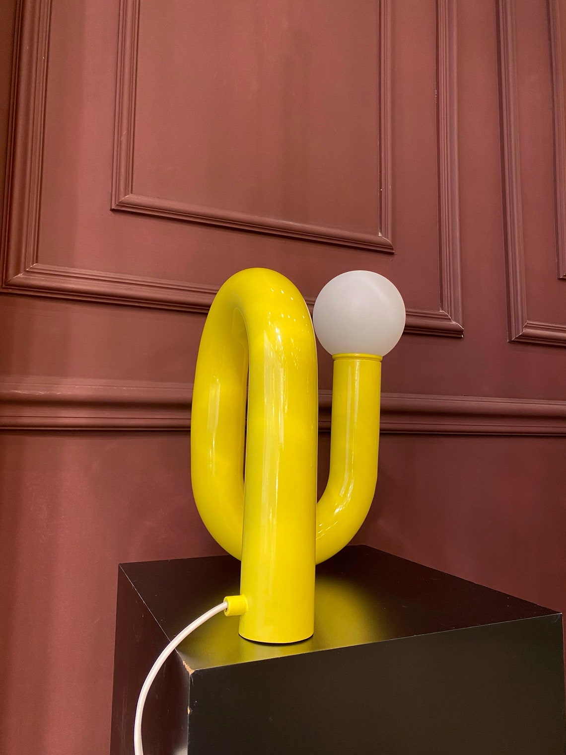 Yellow Tube Table Lamp, Modern Bedside Lamp, Yellow Table Lamp, Unique ...
