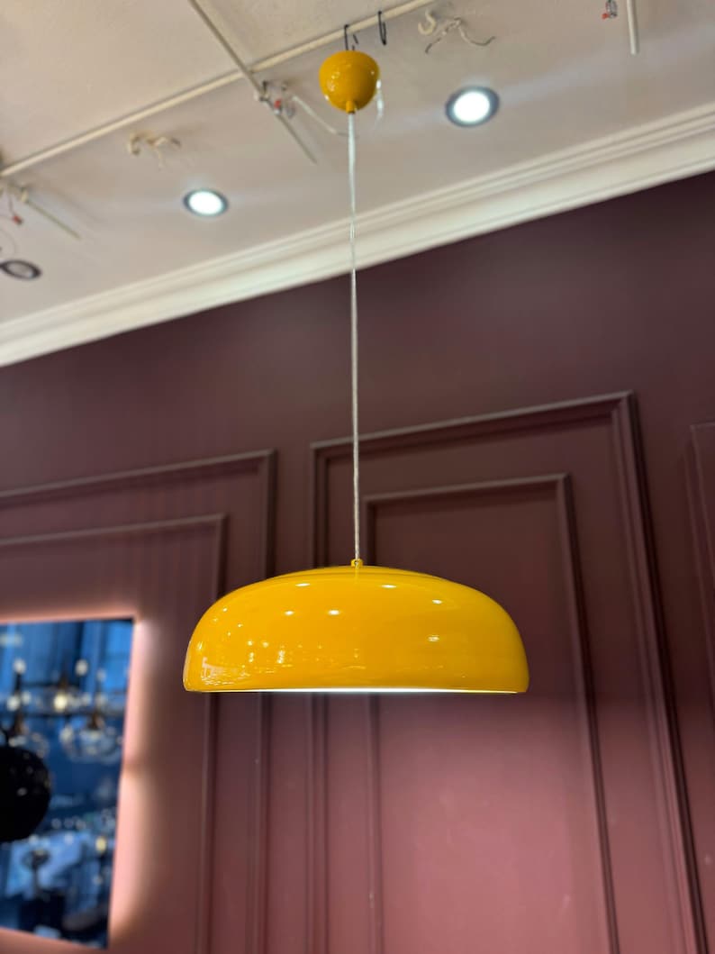 Yellow LED Pendant Light: Modern Dining Room Hanging Lamp - Etsy