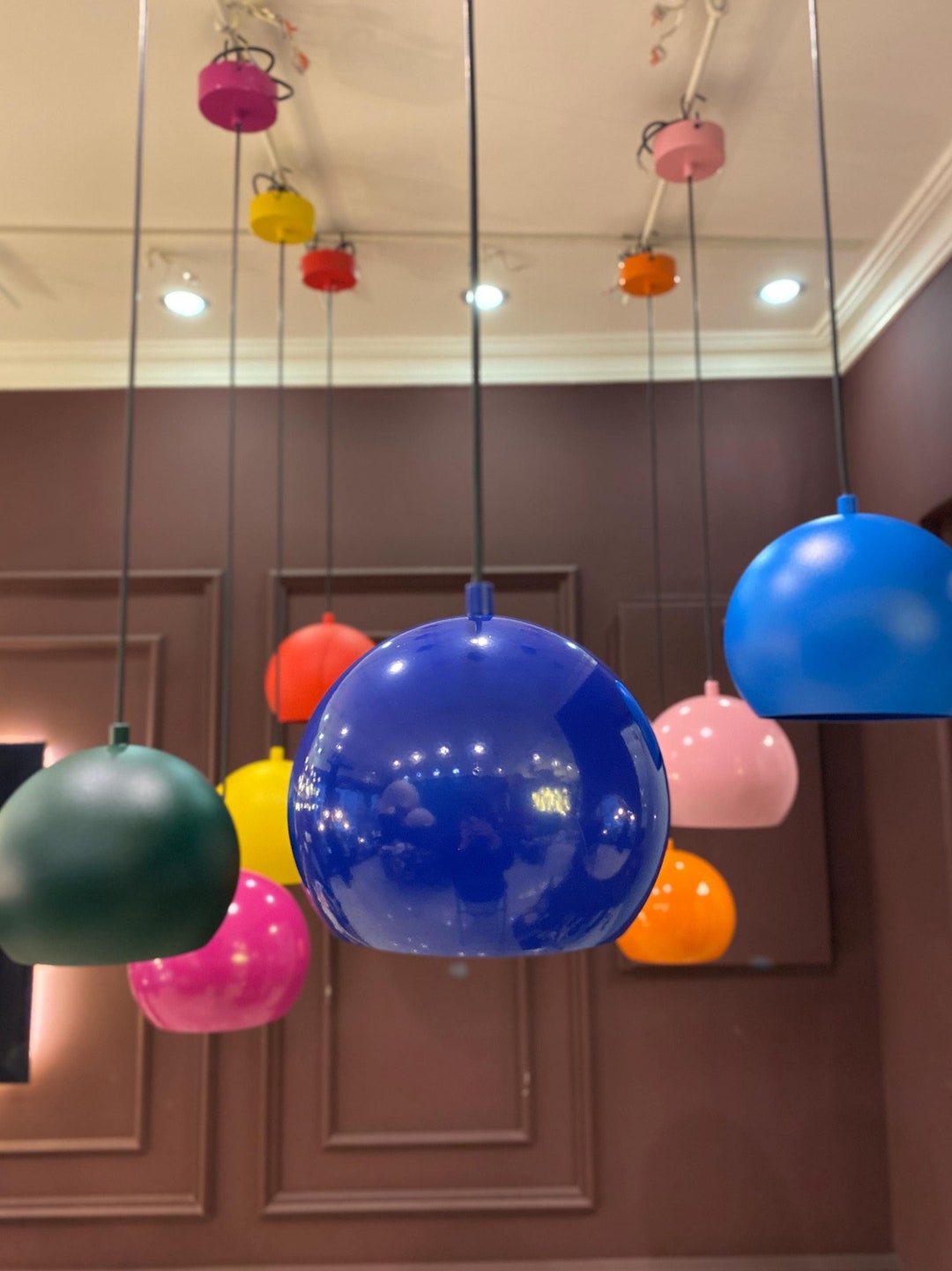 Dark Blue Pendant Light, Colourful Pendant, Globe Pendant, Modern ...