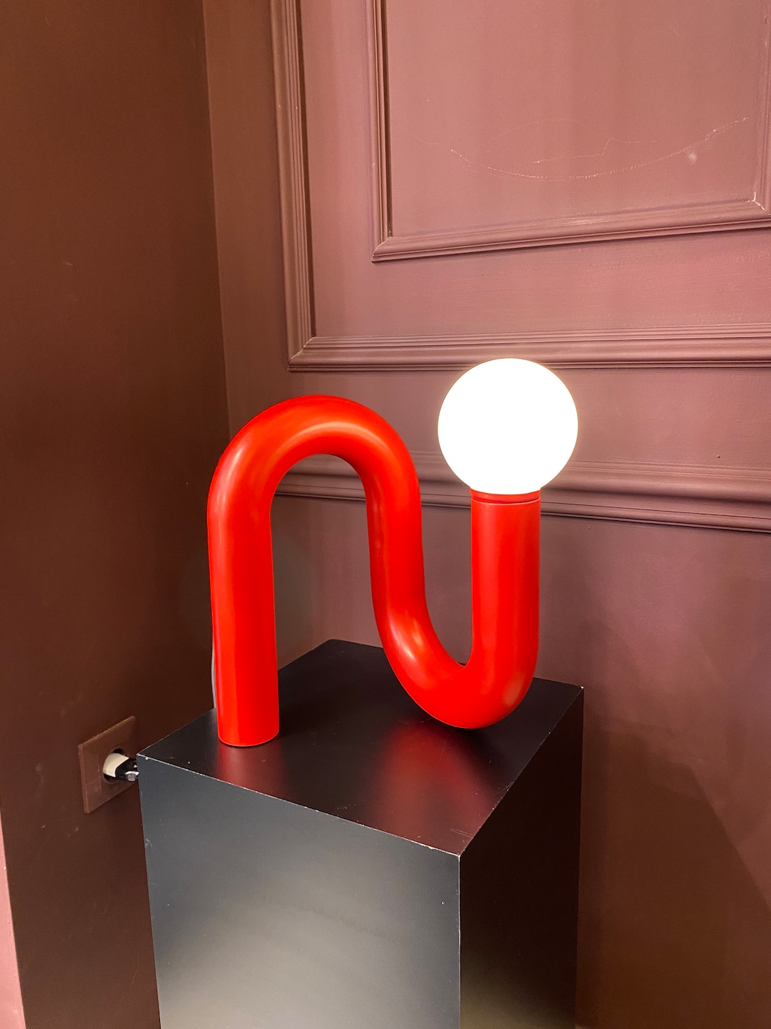 Red Tube Table Lamp, Modern Table Lamp, Red Table Lamp, Unique Table ...