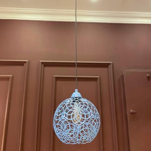 Flower Patterned Pendant Lamp, Blue Pendant Light, Flower Framed ...