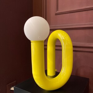 Yellow Tube Table Lamp, Modern Bedside Lamp, Yellow Table Lamp, Unique ...