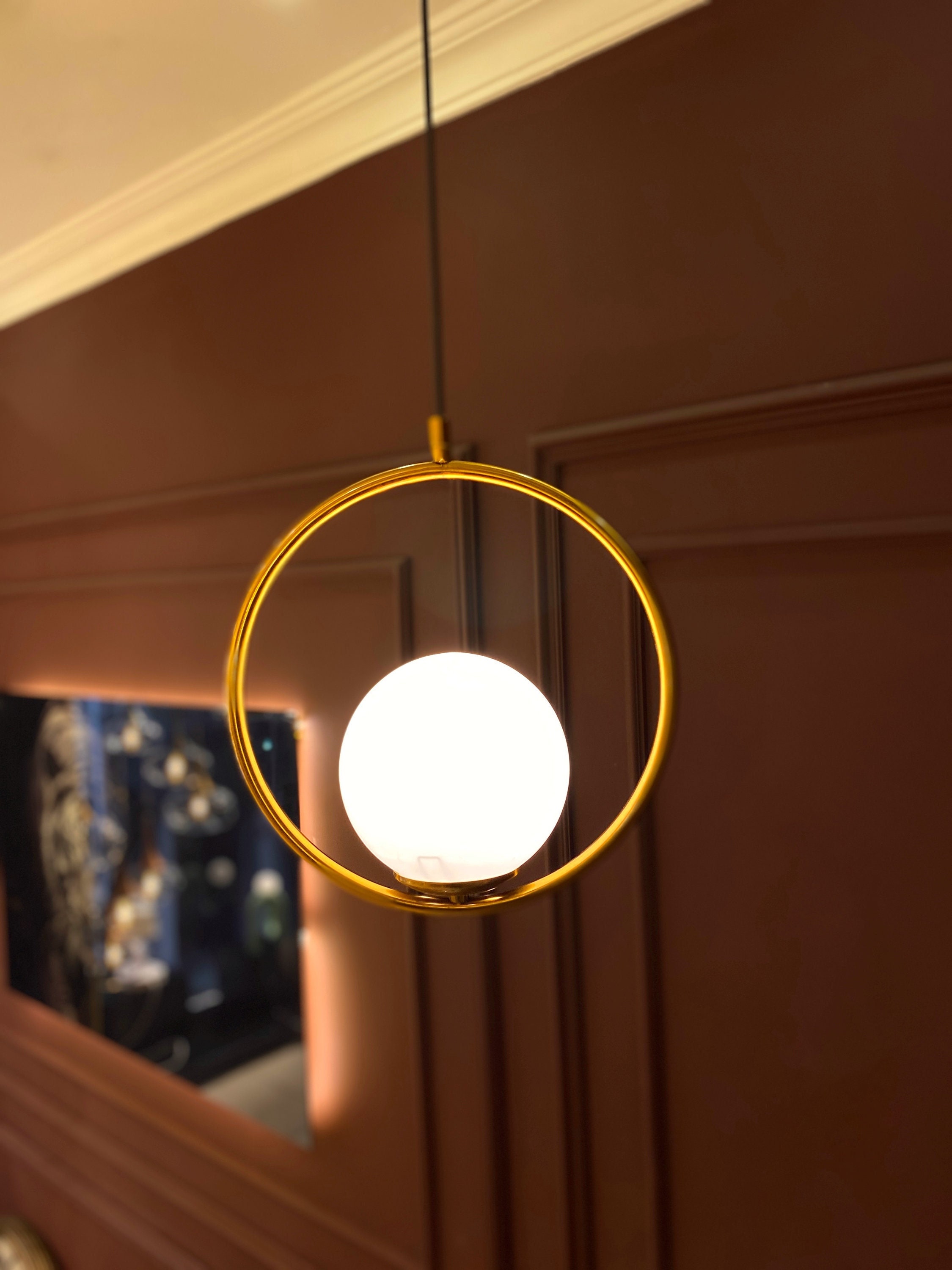 Round Pendant Lamp, Circle Pendant Lamp, Modern Ceiling Pendant, Unique ...