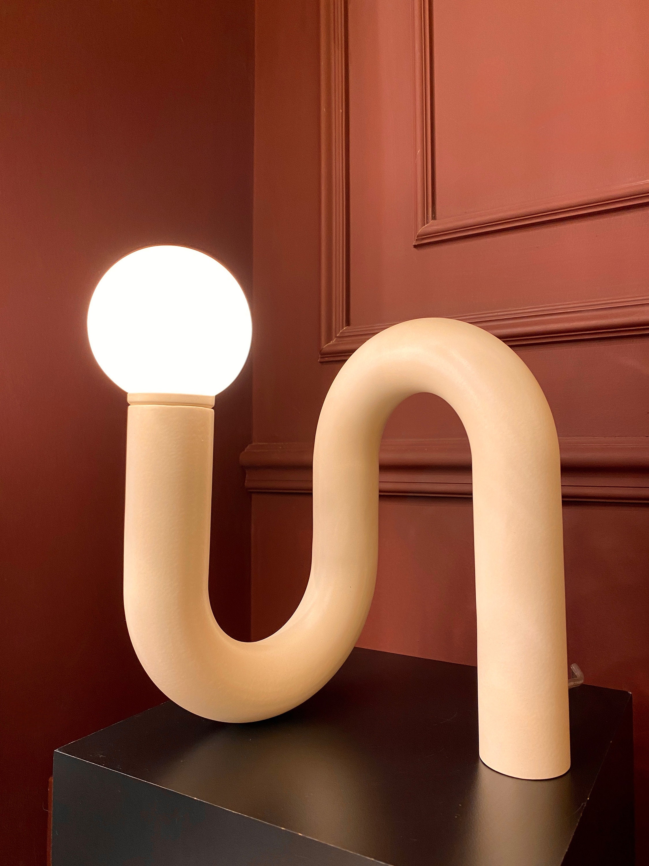 White Tube Table Lamp, Adjustable Lamp, Unique Table Lamp, Bedside Lamp ...