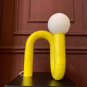 Yellow Tube Table Lamp, Modern Bedside Lamp, Yellow Table Lamp, Unique ...