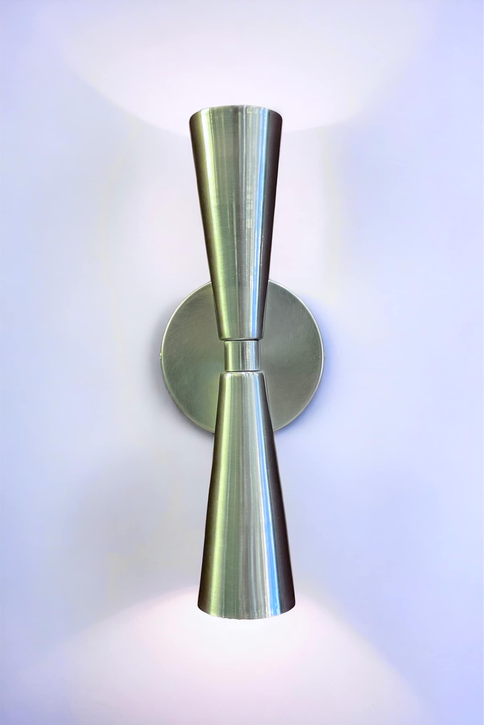 Double Light Wall Sconce, Plug-in Wall Sconce, Conic Wall Sconce, Silver Wall Sconce, Modern ...