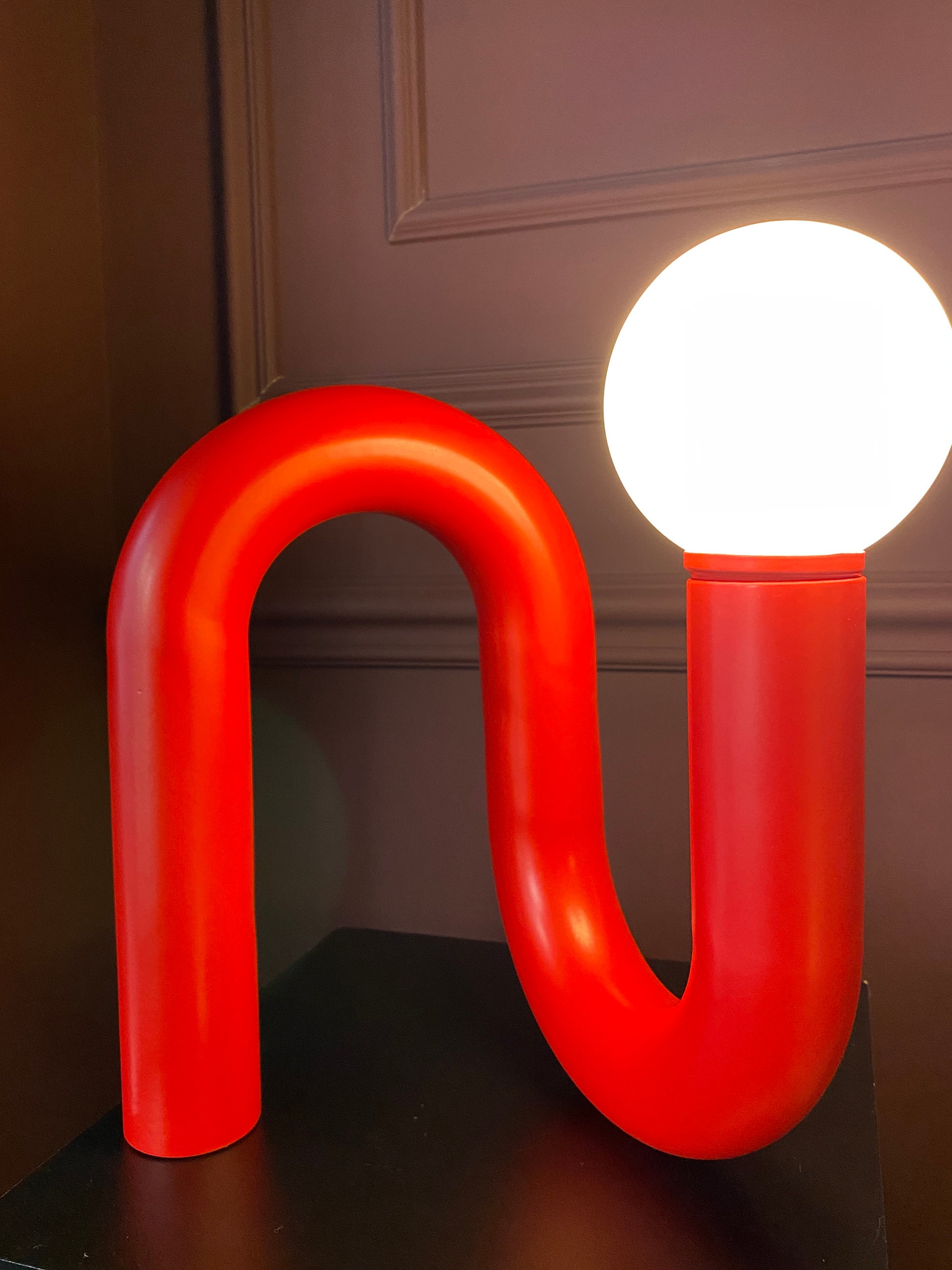 Red Tube Table Lamp, Modern Table Lamp, Red Table Lamp, Unique Table ...