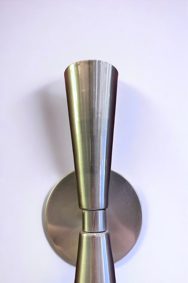 Double Light Wall Sconce, Plug-in Wall Sconce, Conic Wall Sconce, Silver Wall Sconce, Modern ...