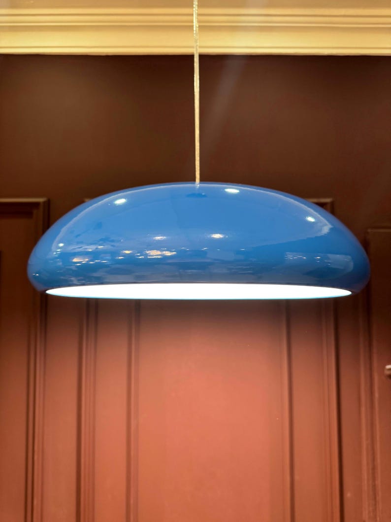 Blue LED Pendant Light: Modern Metal Hanging Lamp - Etsy