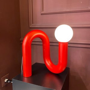 Red Tube Table Lamp, Modern Table Lamp, Red Table Lamp, Unique Table ...